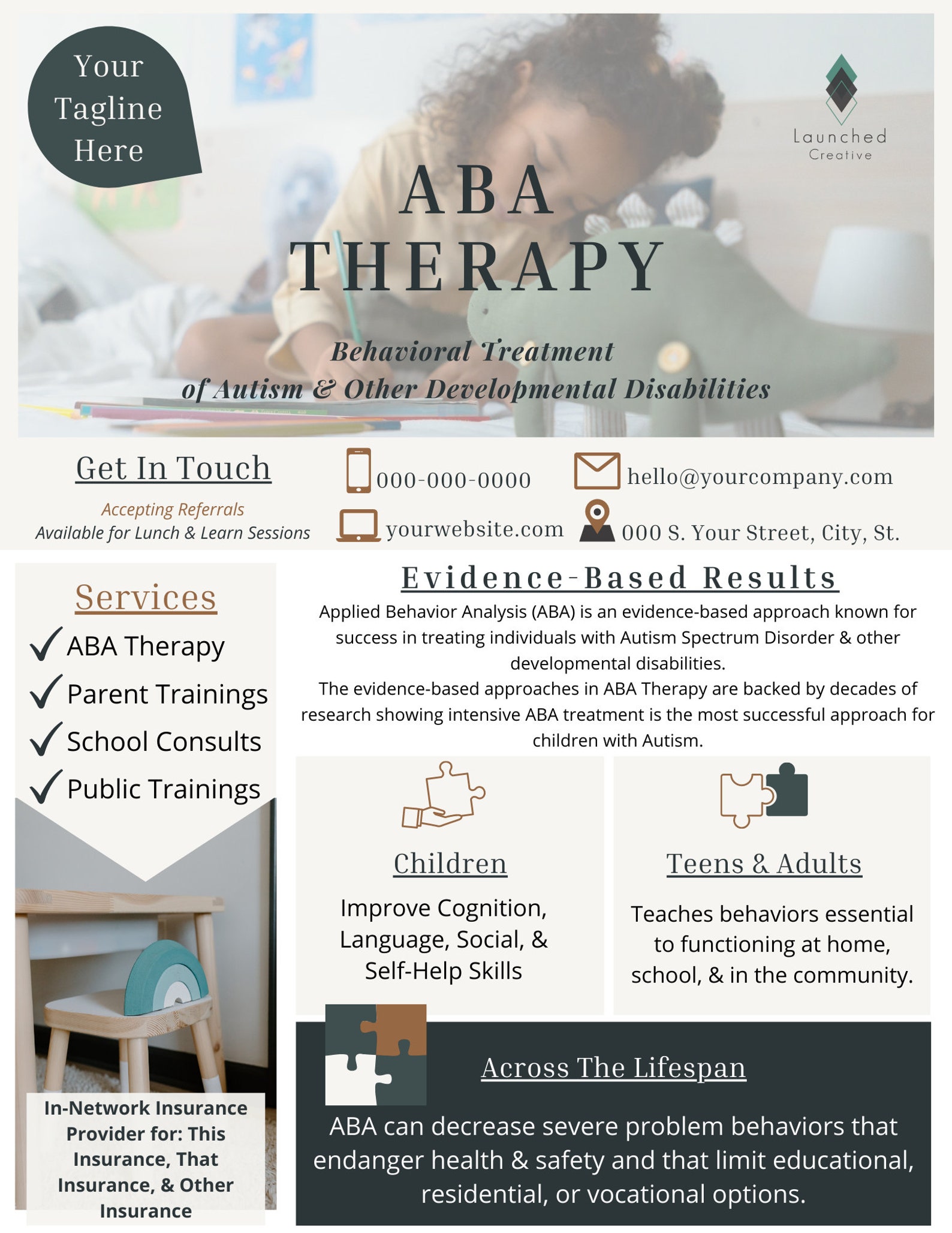 ABA Therapy Services Flyer Template Canva - Etsy