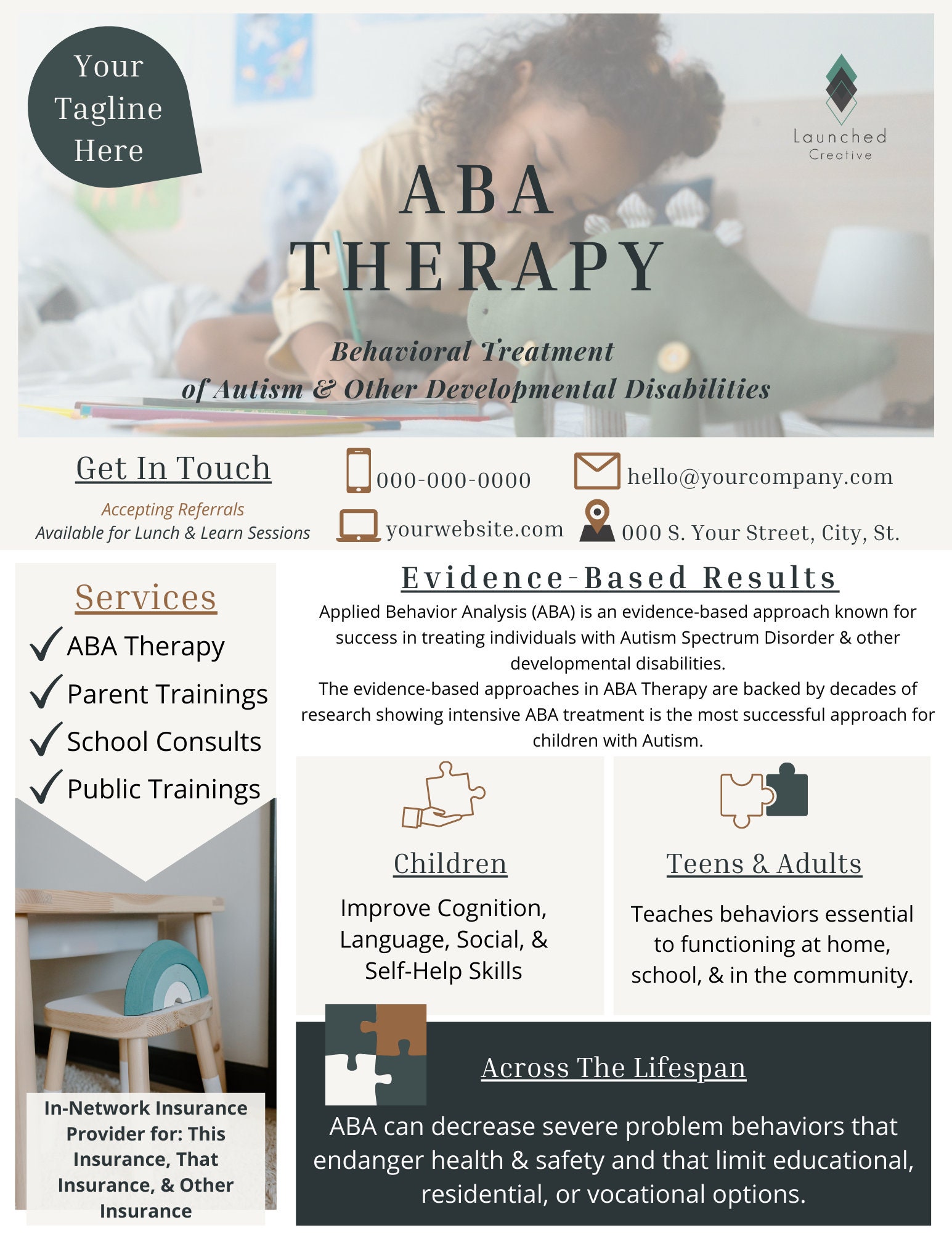 ABA Therapy Services Flyer Template Canva - Etsy