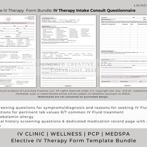 IV Therapy Form Template Bundle | Elective IV Infusion Consult | IV ...