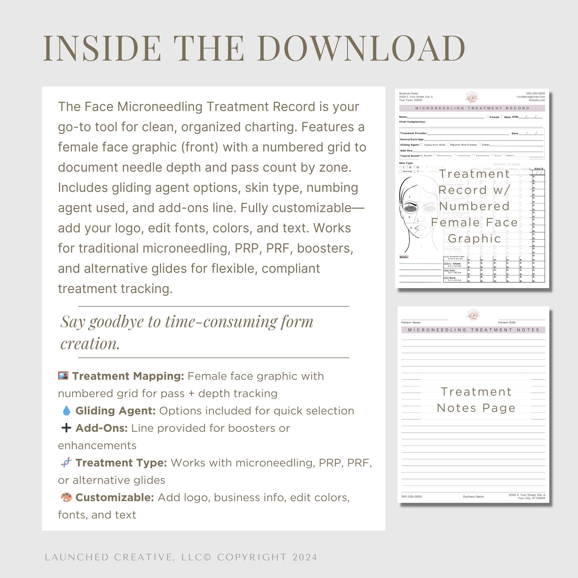 Microneedling Treatment Record Form Template | PRP Microneedle ...