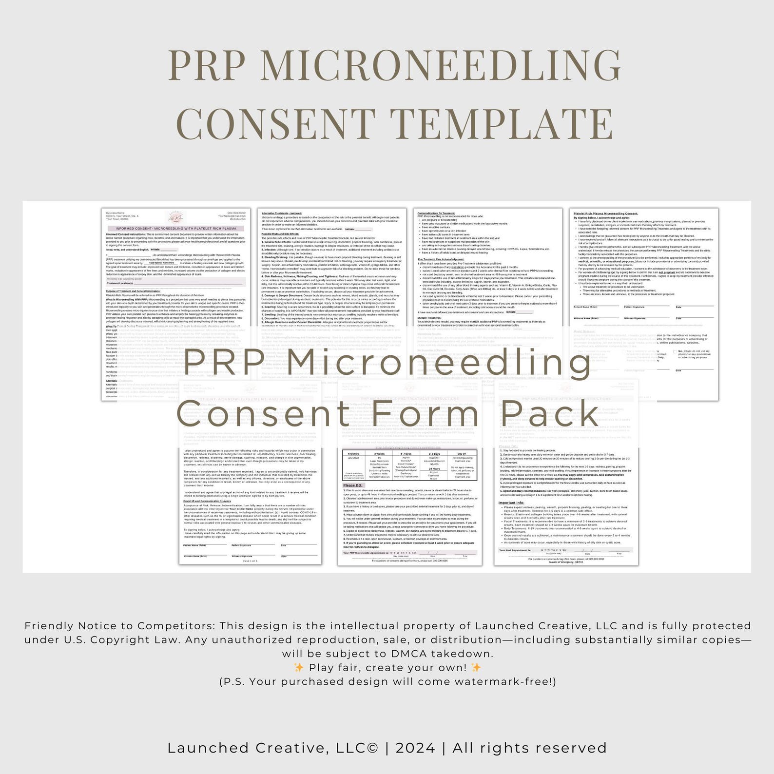 PRP Microneedling Consent Template | Vampire Facial PRP Consent ...