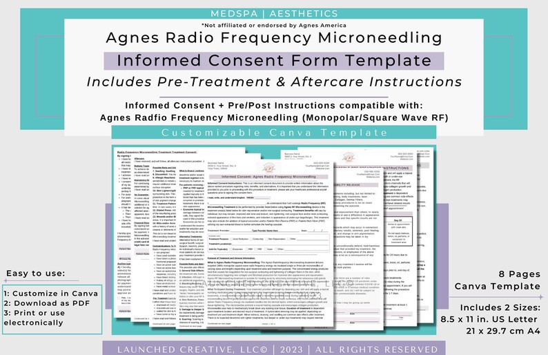 Radio Frequency Microneedling Treatment Consent Form Template | Agnes ...