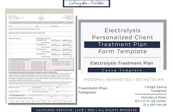 Electrolysis Treatment Plan Form Electrolysis Hair Removal - Etsy UK