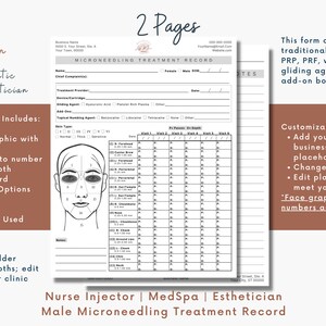 Male Microneedling Treatment Record Form: PRP/PRF Log (canva Template ...