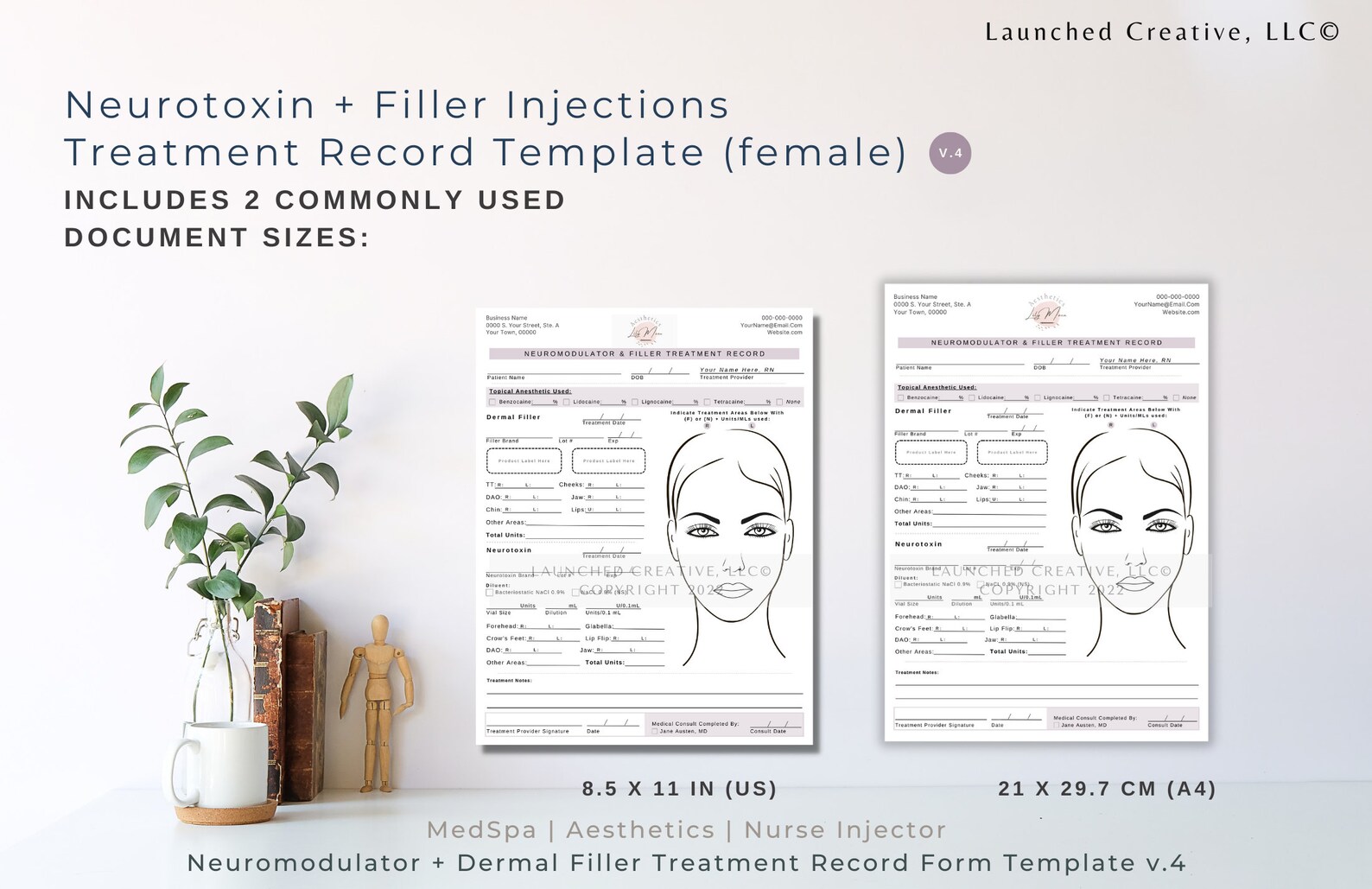 Filler Neurotoxin Injection Treatment Record Form Template Aesthetic ...