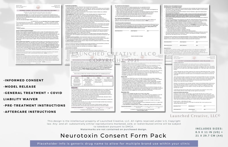 Filler & Neurotoxin Treatment Form Bundle V2 | Botox Filler Hyalase ...
