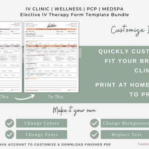 IV Therapy Form Template Bundle | Elective IV Infusion Consult | IV ...