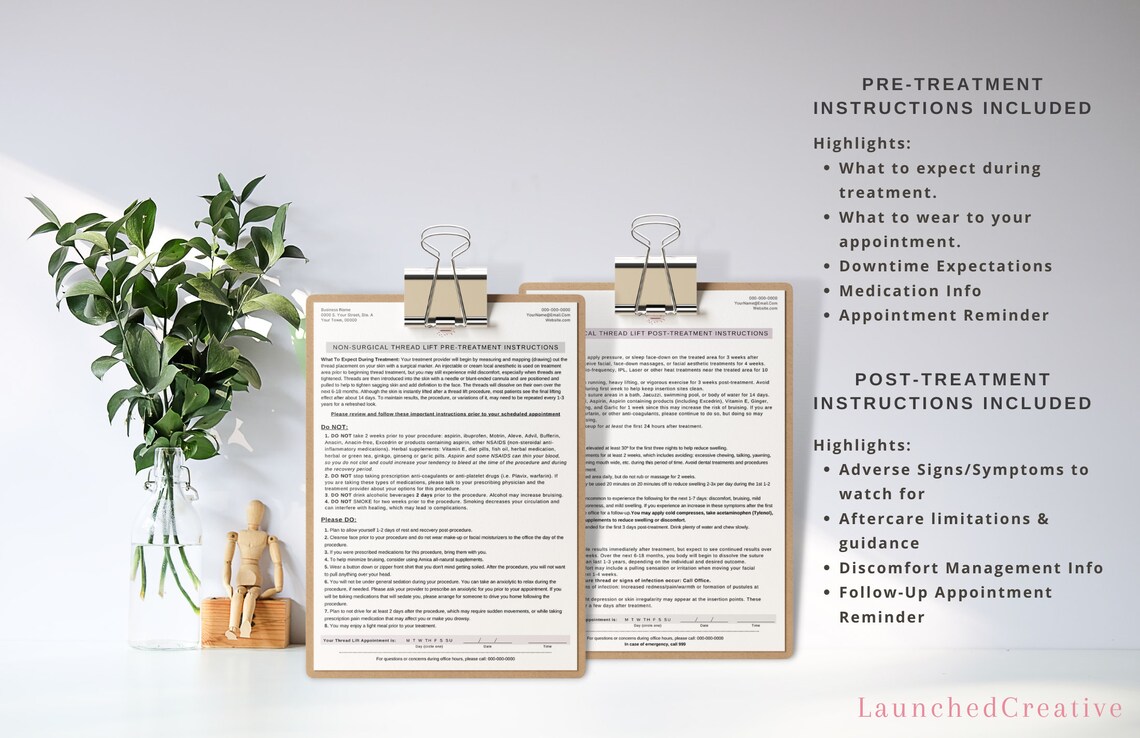 Thread Lift Consent Form Template PDO Thread Lift Silhouette | Etsy UK