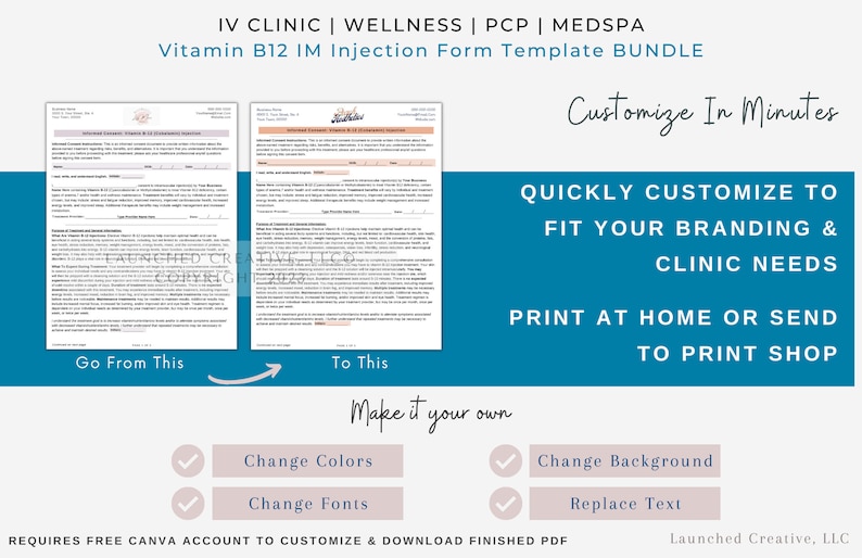 Vitamin B12 IM Injection Template BUNDLE | B12 Consent B12 Consult IM ...