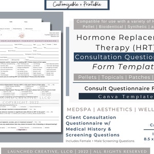 Hormone Replacement Therapy Intake Questionnaire Form Template ...