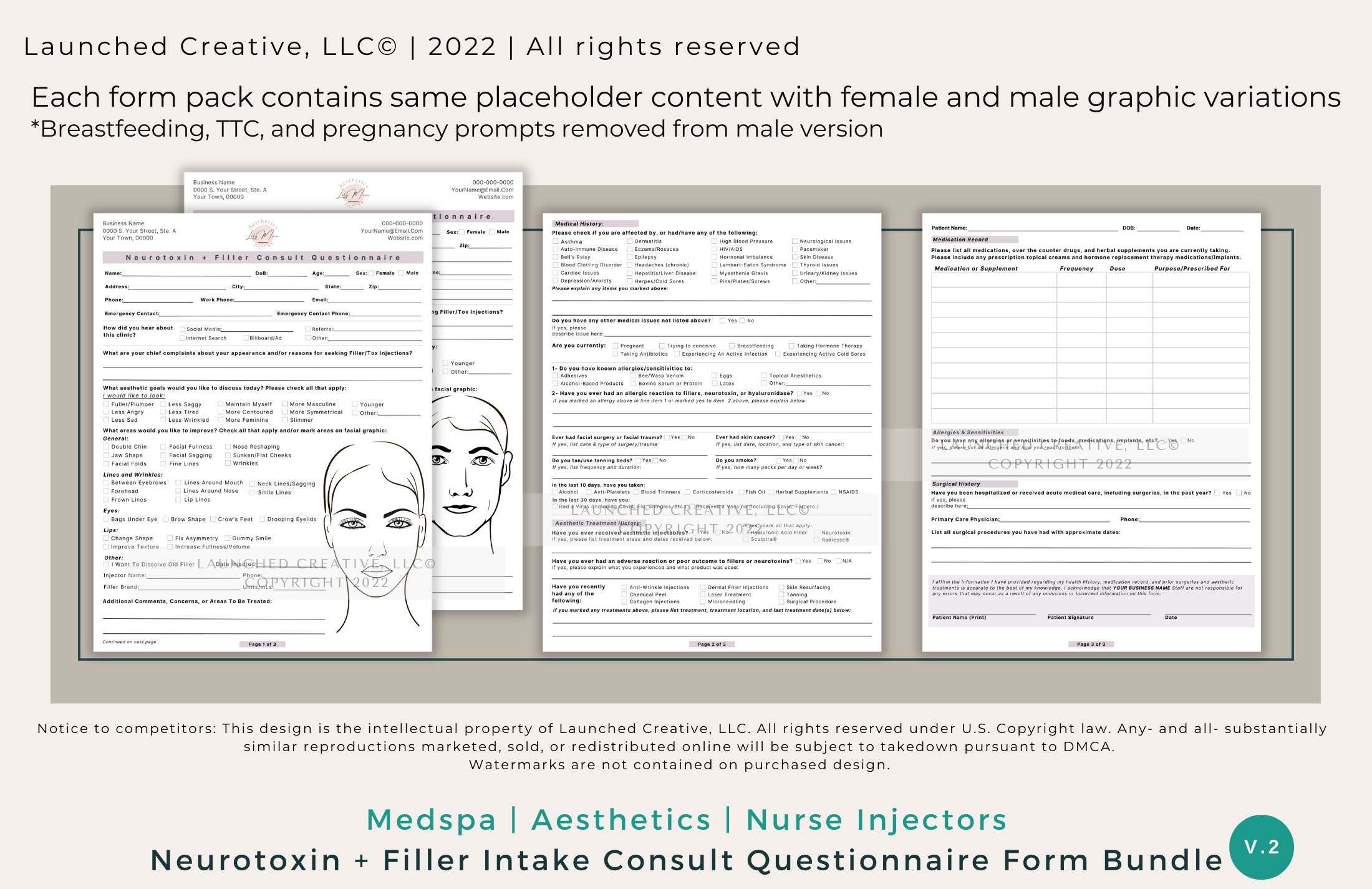 Neurotoxin Filler Consult Questionnaire Bundle | Filler Botox ...
