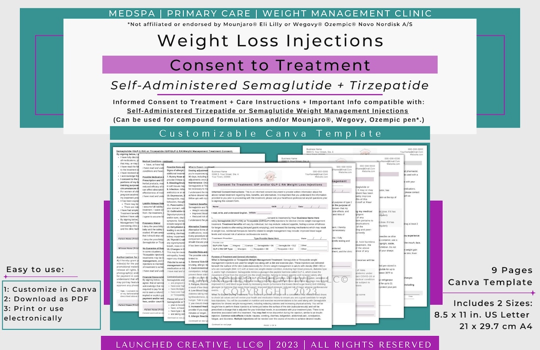 Semaglutide Tirzepatide Weight Loss Injection Consent Form Template ...
