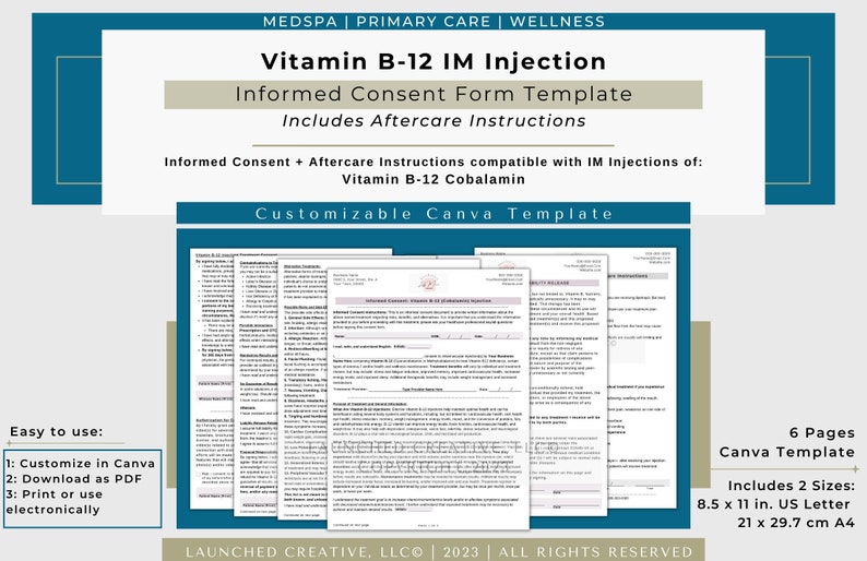 Vitamin B12 Injection Consent Form Template | B12 Shot Informed Consent Form | Vitamin B12 ...