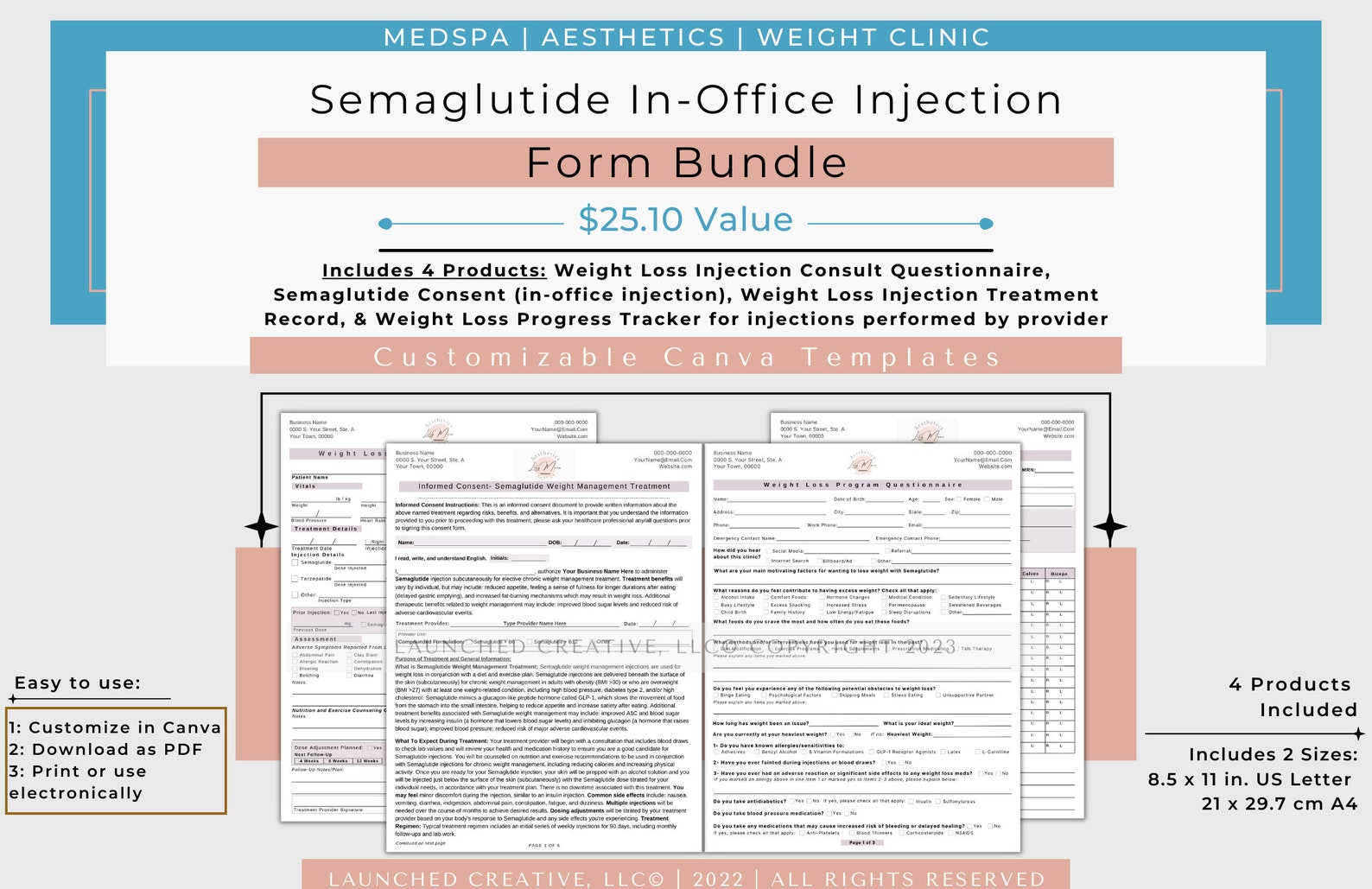 Semaglutide Weight Loss Injection Form Bundle Semaglutide In-office ...