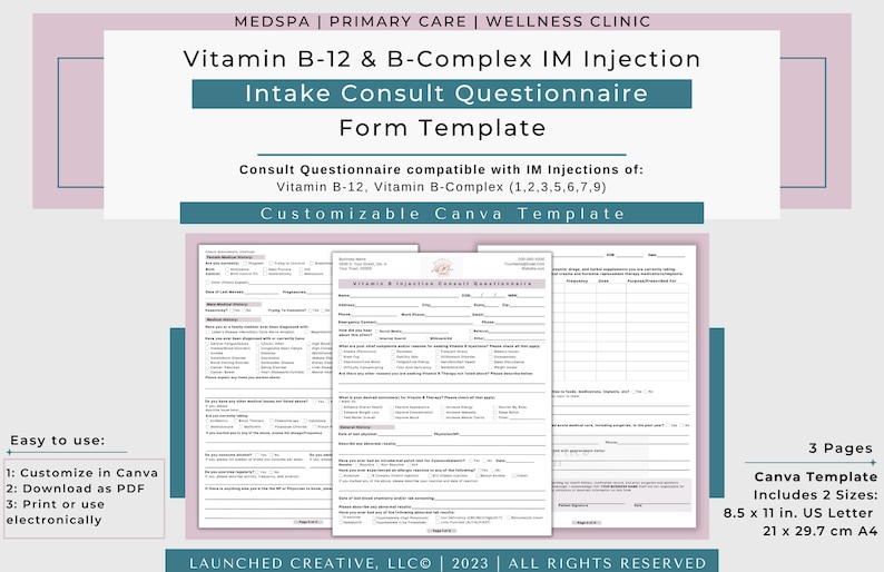 Vitamin B Consult Questionnaire Form Template | Vitamin B12 Consult ...