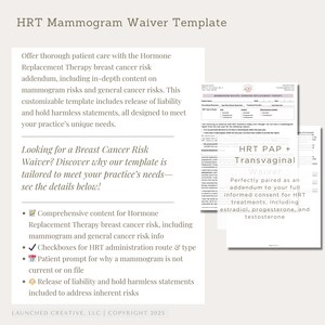 HRT Waiver Form Bundle | TRT Prostate Cancer Waiver | Mammogram Waiver ...