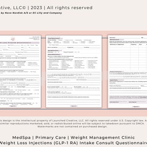 Weight Loss Injection Intake Questionnaire Form Template | Semaglutide ...