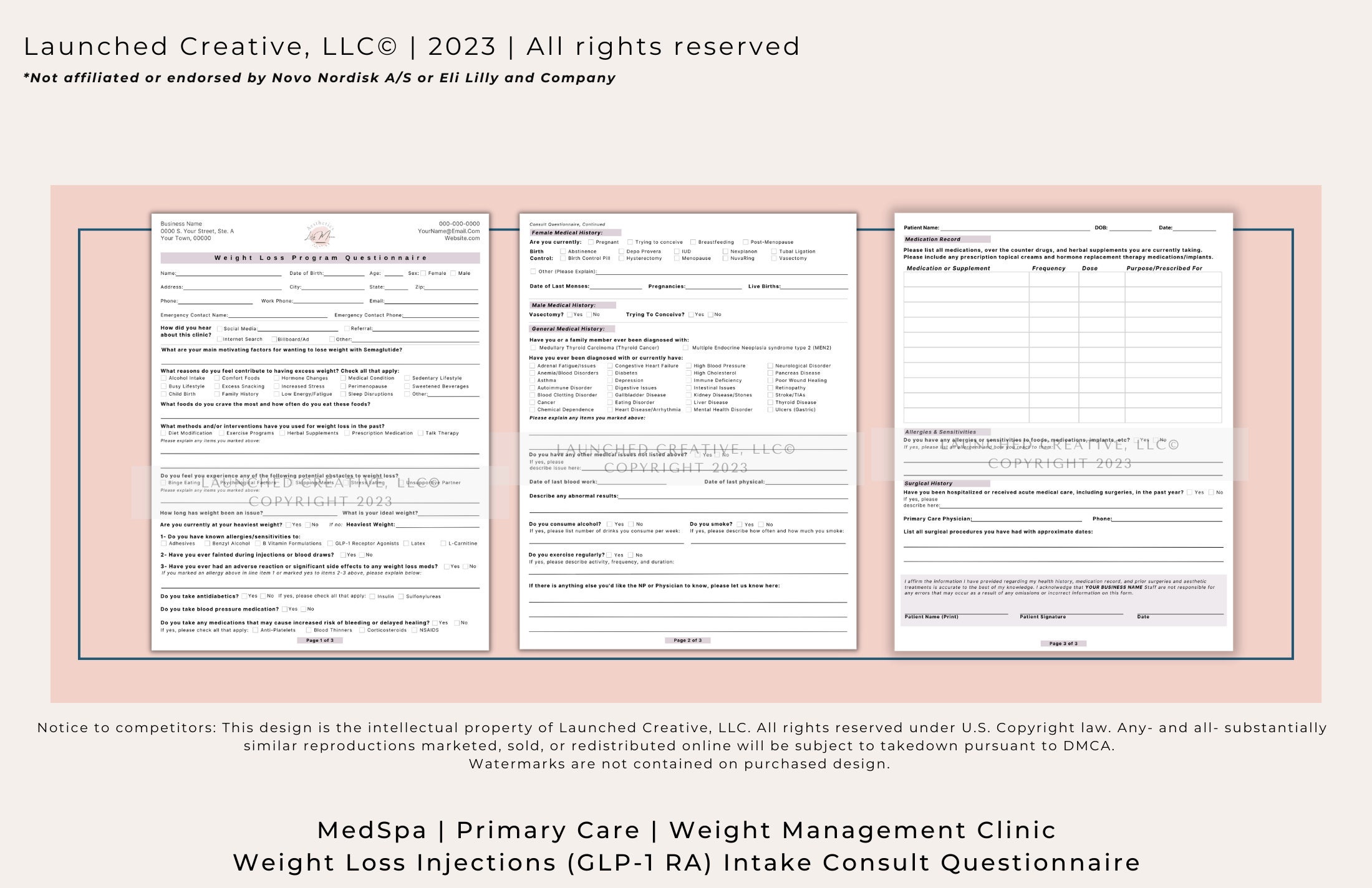Weight Loss Injection Intake Questionnaire Form Template Semaglutide ...