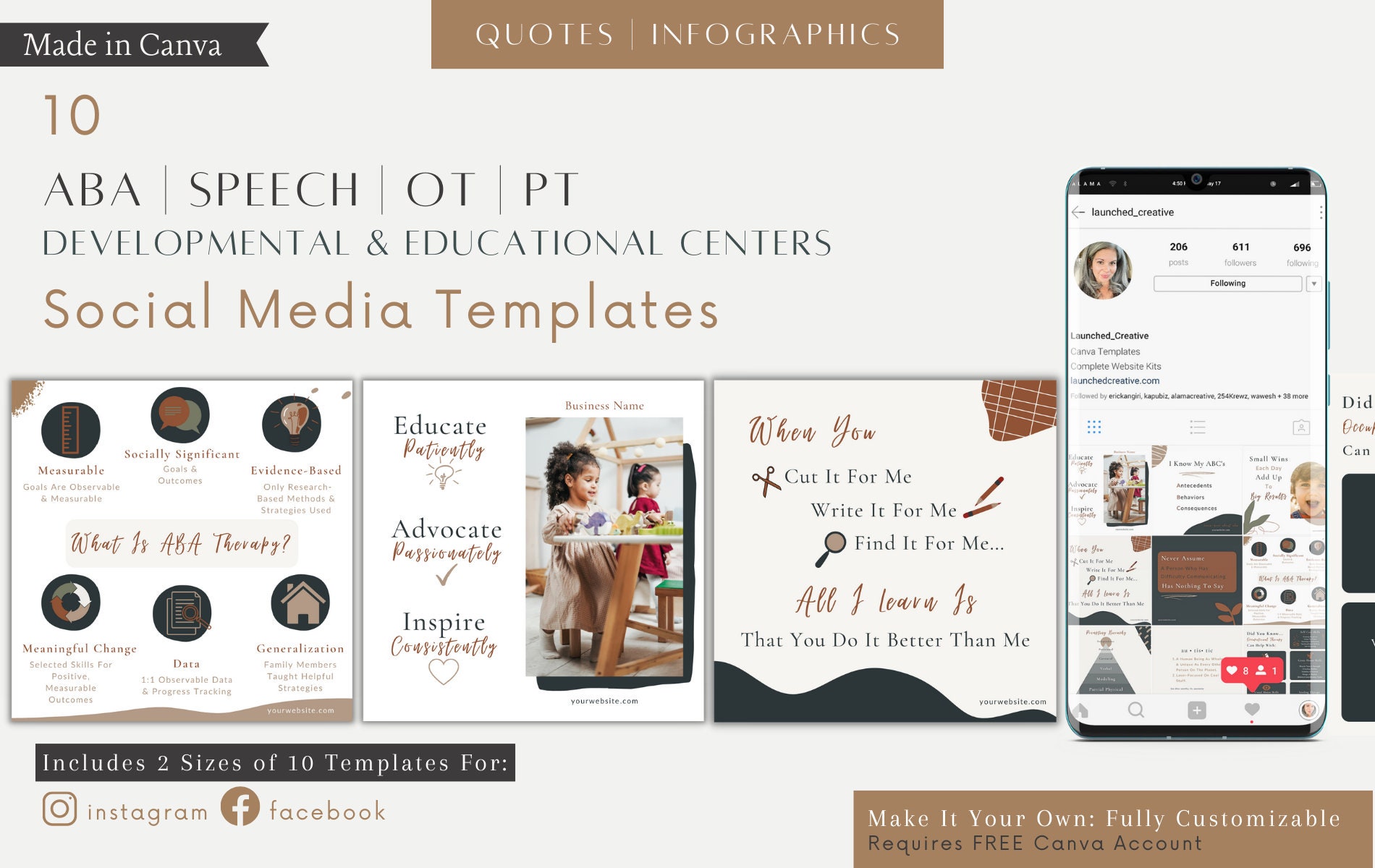 Quote Pack: ABA Therapy BCBA OT Speech Therapy Social Media Templates ...