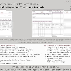 IV Therapy B12 Form Template Bundle | IV Fluids B12 Consult | IV Fluids ...