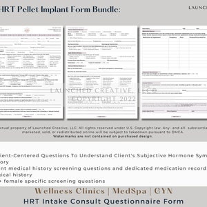 BHRT Pellet Implant Form Bundle Testosterone Pellet Estrogen Pellet ...