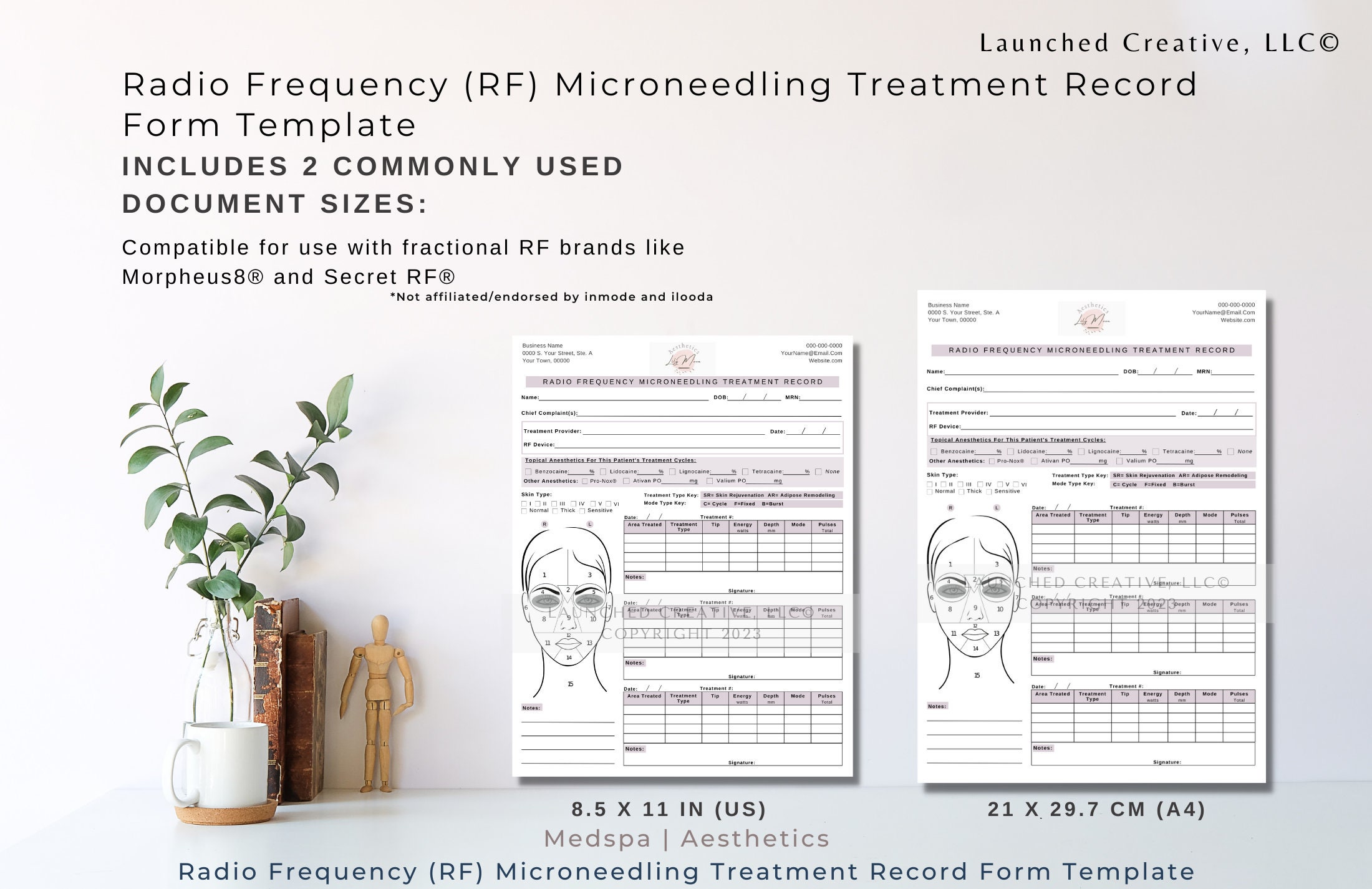 Radio Frequency Microneedling Treatment Record Form RF Microneedle ...