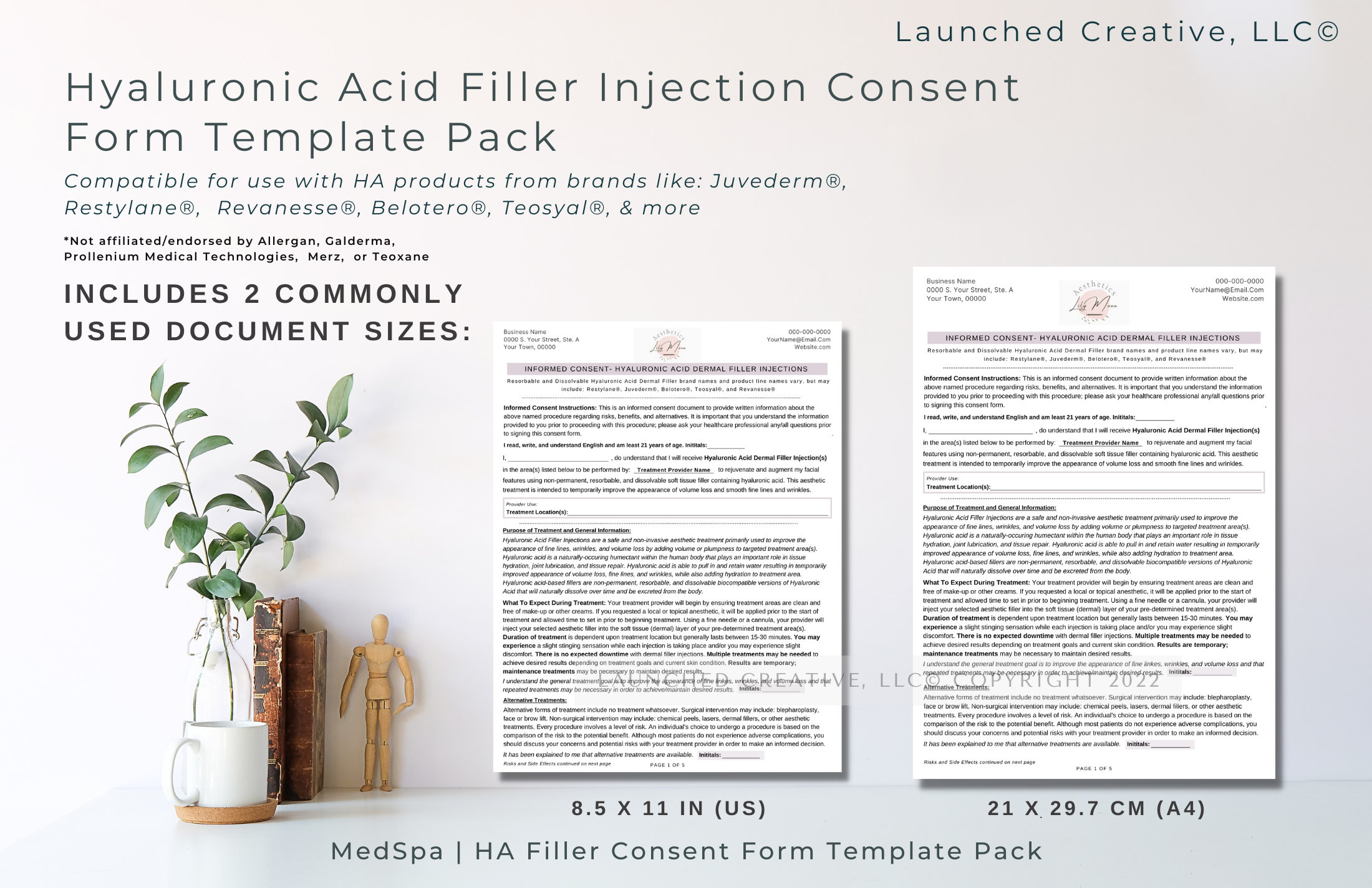 Dermal Filler Consent Form Hyaluronic Acid Filler Informed Consent ...