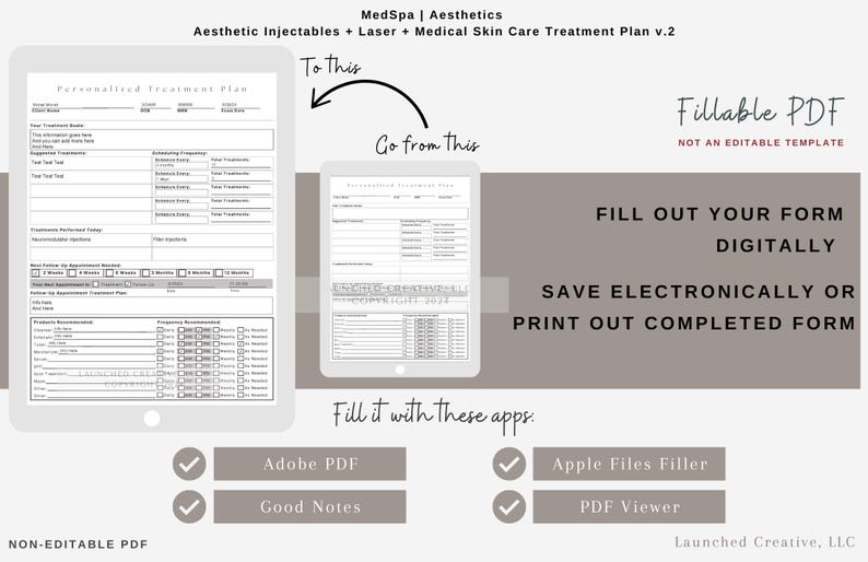 Aesthetic Treatment Plan V.2 Fillable PDF | Aesthetic Treatment Plan ...