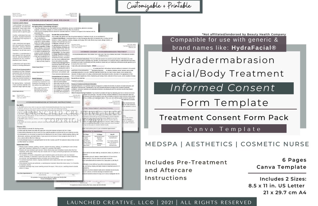 Hydradermabrasion Hydrafacial Consent Form | Hydradermabrasion Consent ...