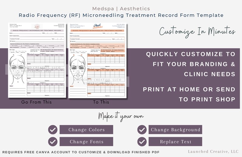 Radio Frequency Microneedling Treatment Record Form | RF Microneedle ...