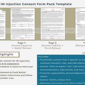 Vitamin B12 Injection Consent Form Template | B12 Shot Informed Consent Form | Vitamin B12 ...