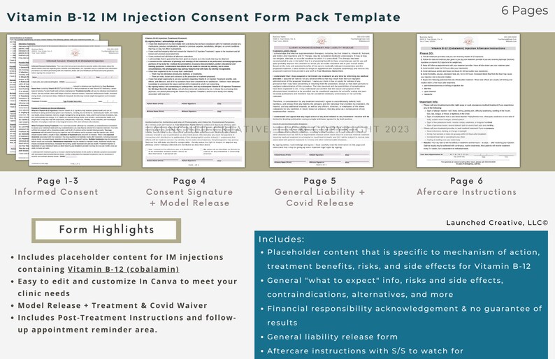 Vitamin B12 Injection Consent Form Template B12 Shot Informed Consent ...