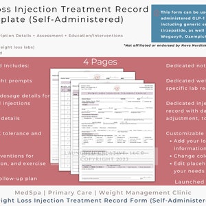 Weight Loss Injection Treatment Record Form Template V2 | Semaglutide ...