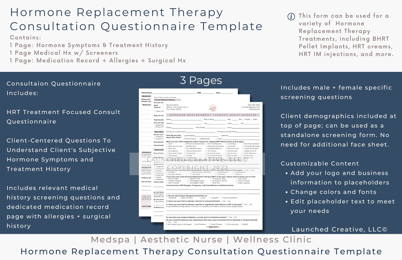 Hormone Replacement Therapy Intake Questionnaire Form Template Hormone ...