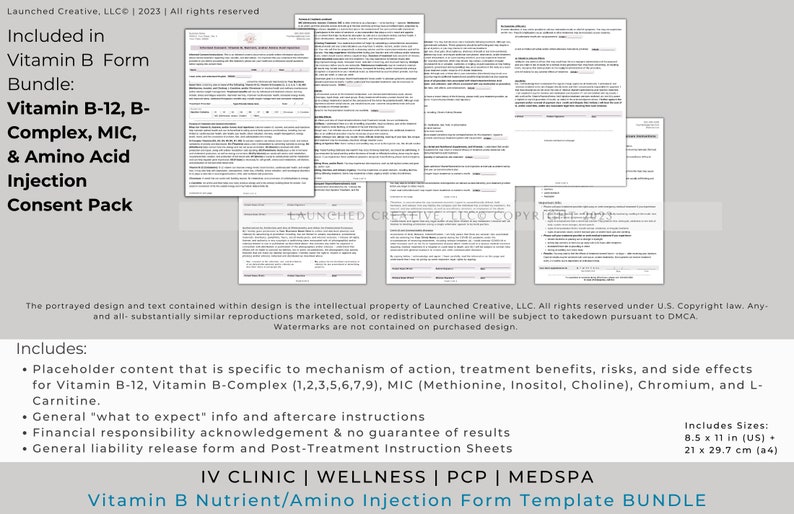 Vitamin B Complex B12 MIC Template BUNDLE Consent Consult Treatment ...