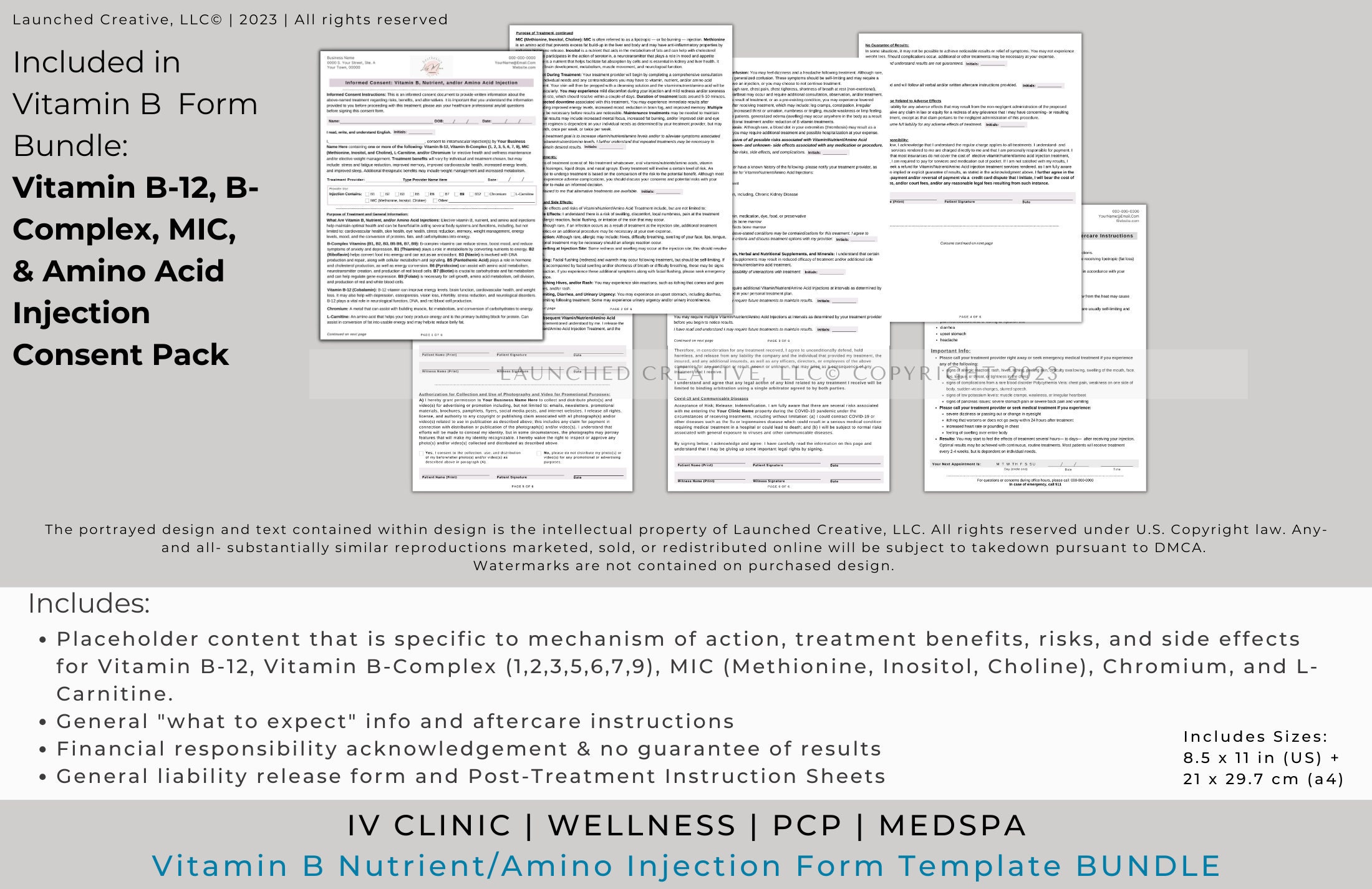 Vitamin B Complex B12 MIC Template BUNDLE Consent Consult Treatment ...