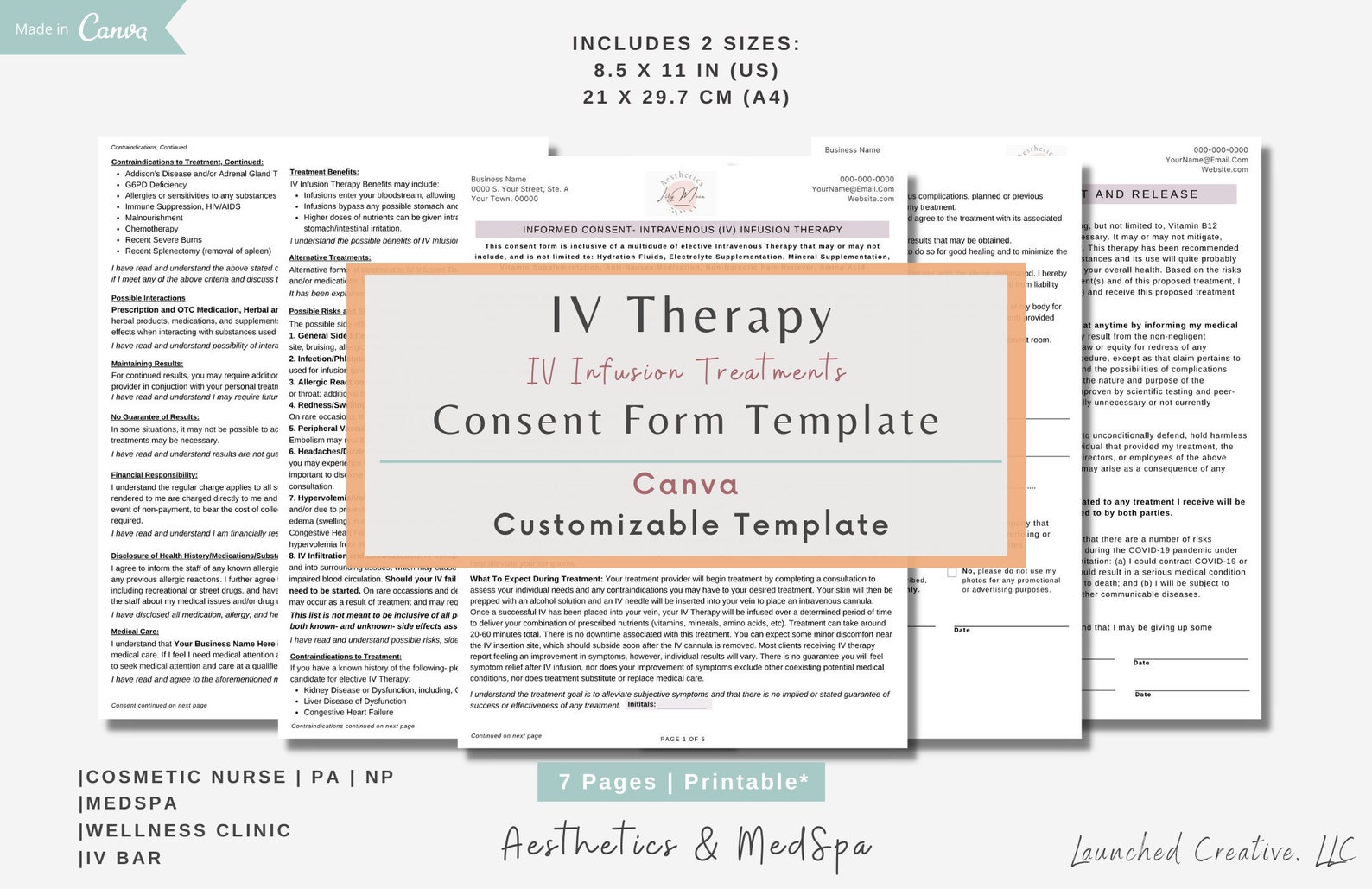 IV Infusion Therapy Consent Form Template IV Fluid Therapy - Etsy