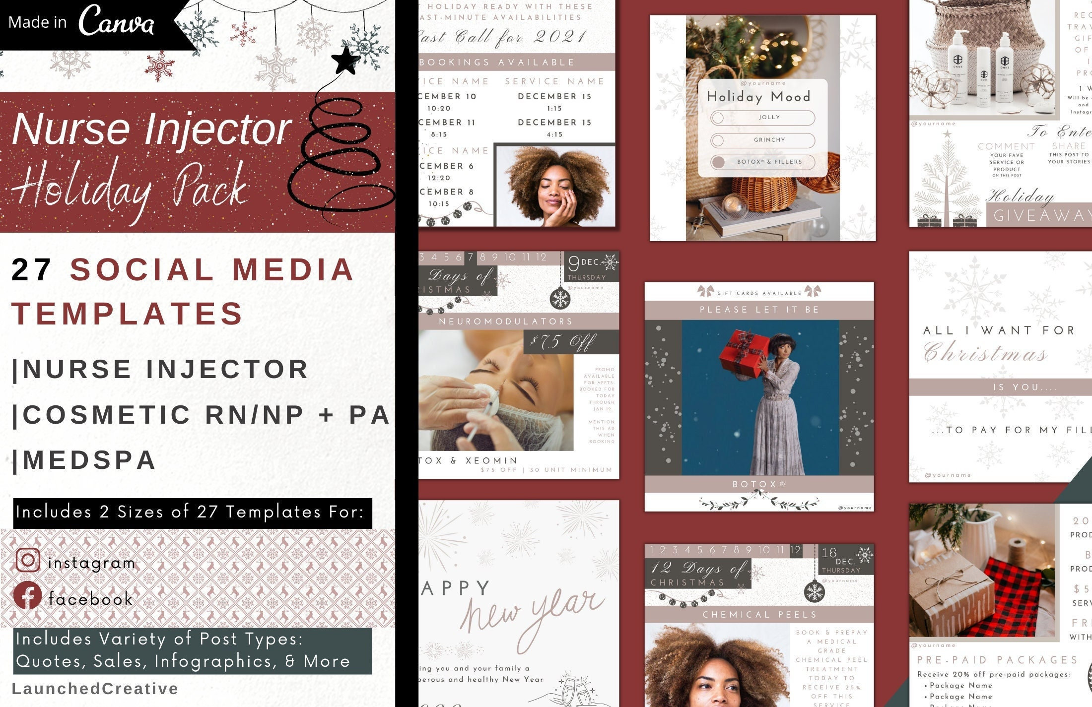 Nurse Injector Holiday Instagram Posts Medspa Christmas Instagram ...