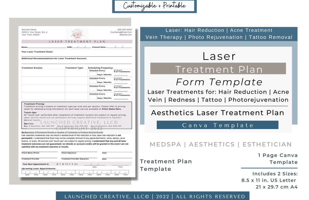 Laser Treatment Plan Form | Laser Hair Tattoo Vein Acne Consult ...