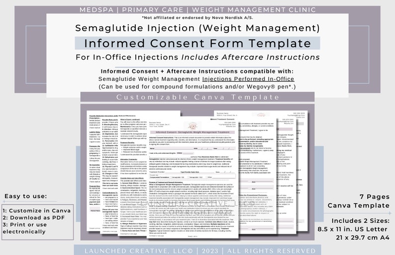 Semaglutide Weight Loss Injection Consent Form Template | Semaglutide ...