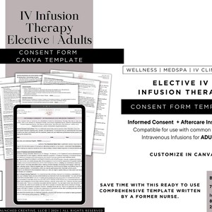 IV Infusion Therapy Consent Form Template | IV Fluid Therapy Consent Form | IV Hydration | Iv ...