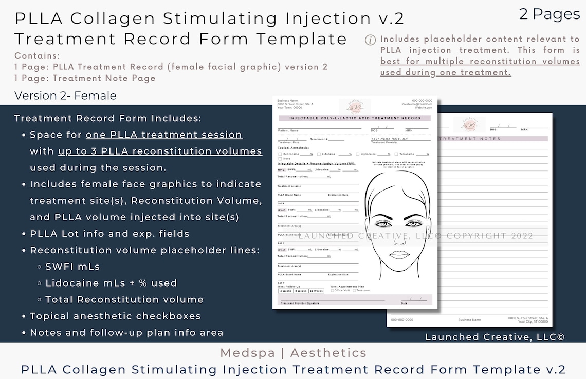 PLLA Sculptra® Collagen Stimulating Injection Treatment Record Form V2 ...