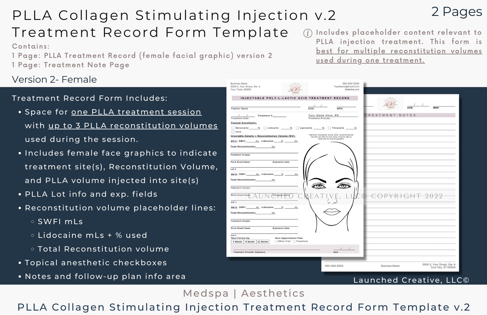 PLLA Sculptra® Collagen Stimulating Injection Treatment Record Form V2 ...