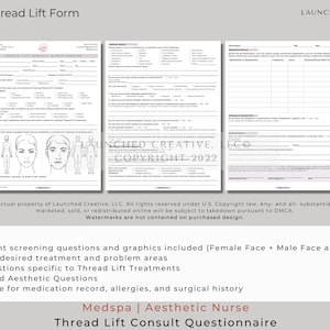 Thread Lift Form Bundle | Threadlift Consent | PDO Thread Consult ...