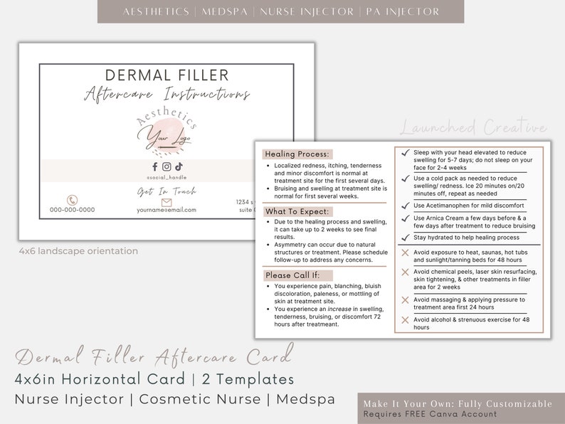 Filler Aftercare Card Printable Filler Aftercare Instructions Template ...