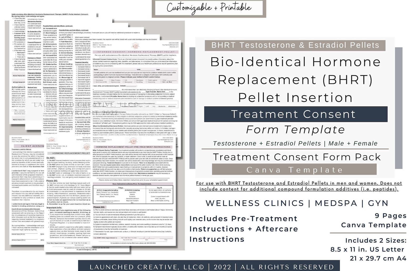 BHRT Testosterone Pellet Estrogen Pellet Consent Form Template Hormone ...