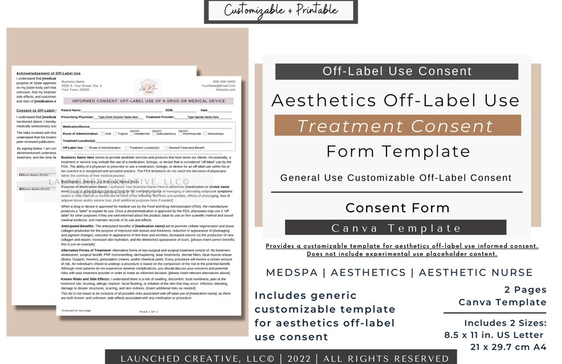 Medspa Aesthetics off Label Use Informed Consent Template Aesthetics ...