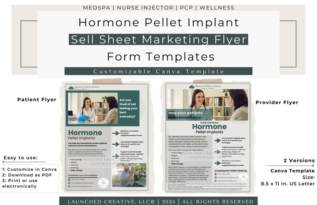 Hormone Pellet Therapy Flyer Template | HRT Marketing Sell Sheet | BHRT ...