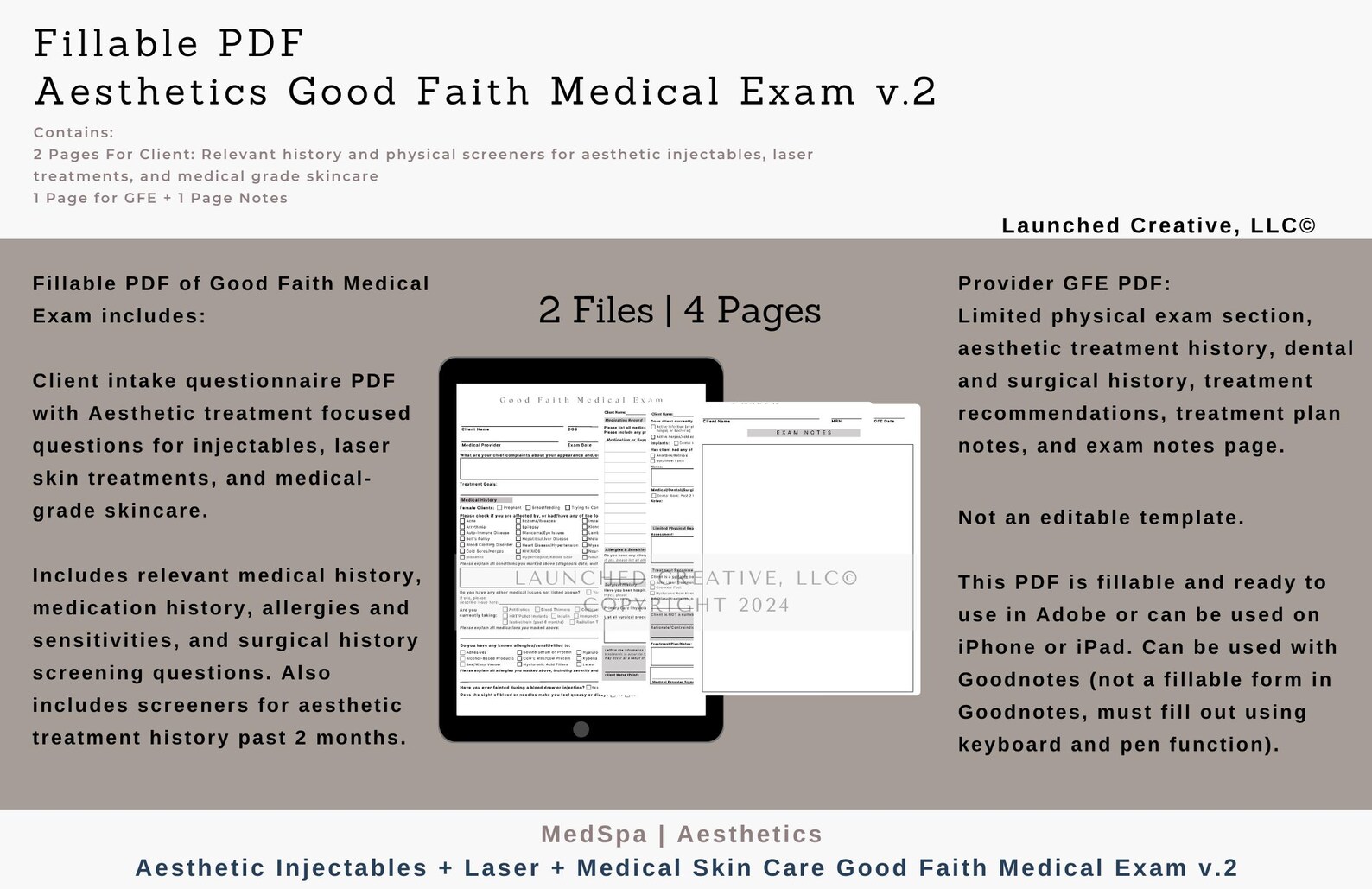 Good Faith Medical Exam Fillable PDF | Aesthetic Injectables Laser Peel ...