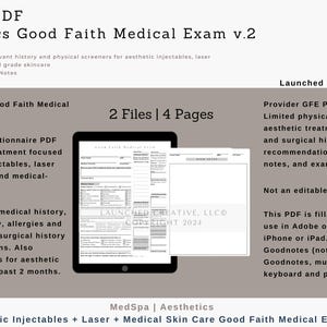 Good Faith Medical Exam Fillable PDF | Aesthetic Injectables Laser Peel ...